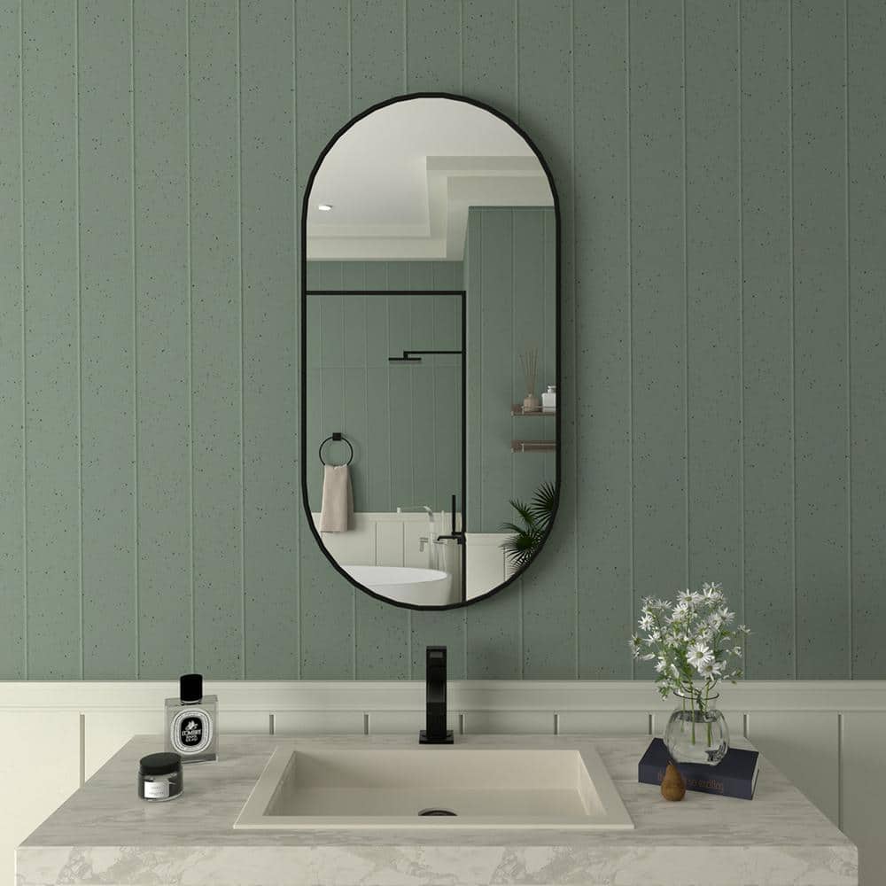 tydex 18 in. W x 36 in. H Oval Framed Wall Bathroom Vanity Mirror in ...