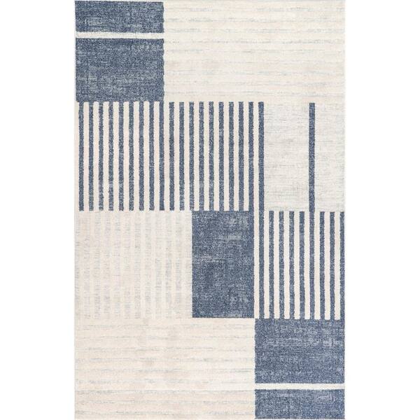 nuLOOM Adabelle Blue 8 ft. x 10 ft. Contemporary Striped Area Rug ...