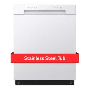 LG 24 in. White Front Control Dishwasher with Stainless Steel Tub and ...
