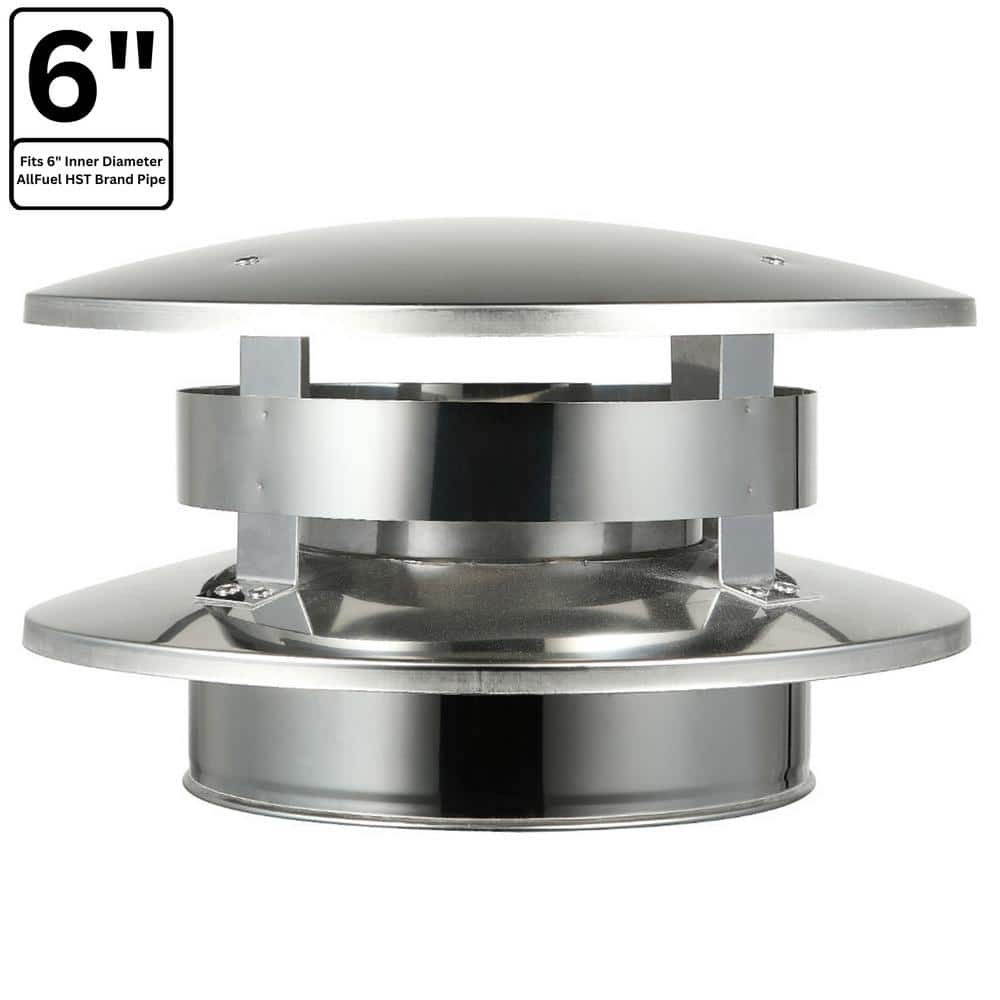 ALLFUEL HST 6 in. Rain Cap with Flat Top for Double Wall Chimney Pipe ...