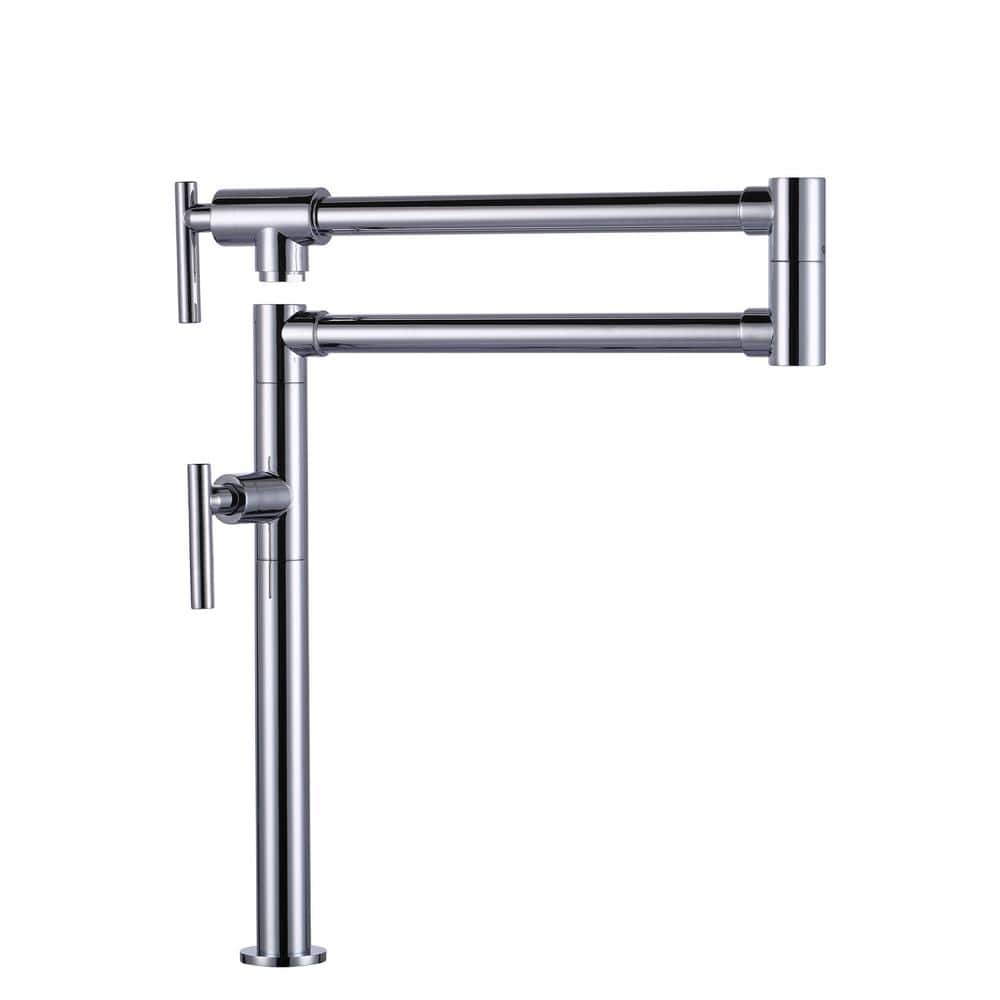 ARCORA Deck Mounted Pot Filler Kitchen Faucet with Double Handle in ...