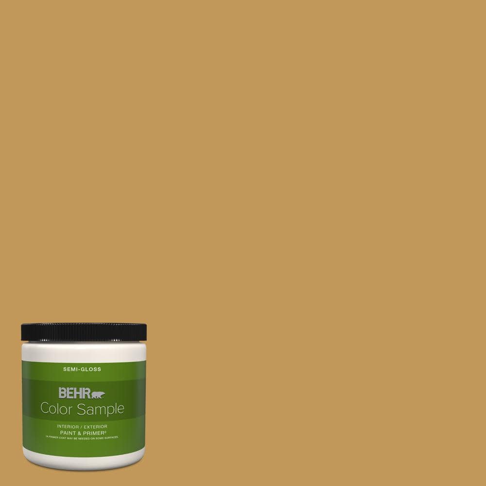 BEHR PREMIUM PLUS 8 oz. #330D-6 Townhouse Tan Semi-Gloss Interior ...