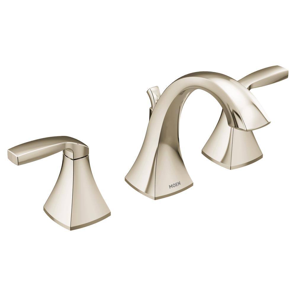MOEN Voss 8 in. Widespread 2-Handle High-Arc Bathroom Faucet Trim Kit in Polished Nickel (Valve ...