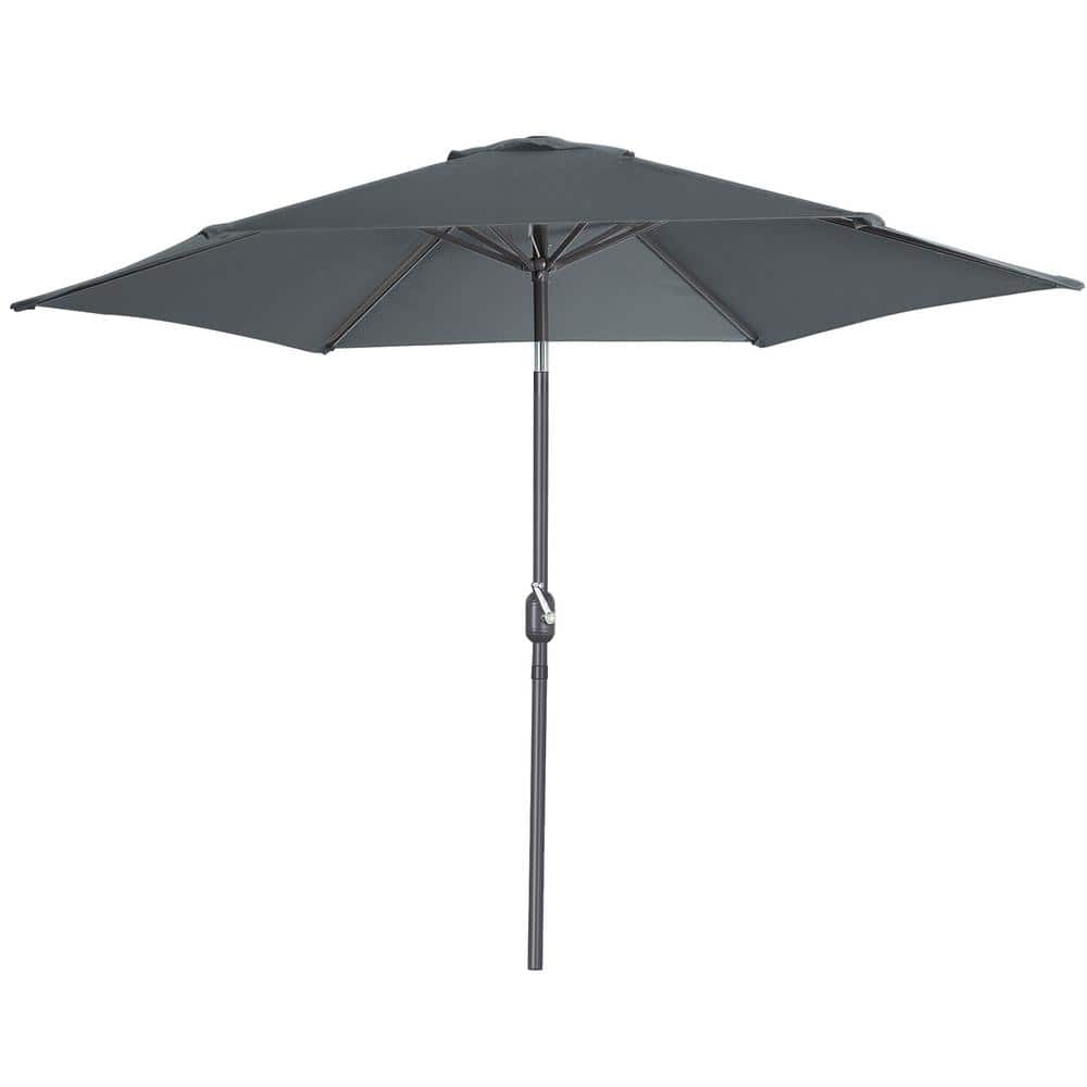 JUSKYS 9 ft. Outdoor Table Market Patio Umbrella with 6 Steel Ribs for ...