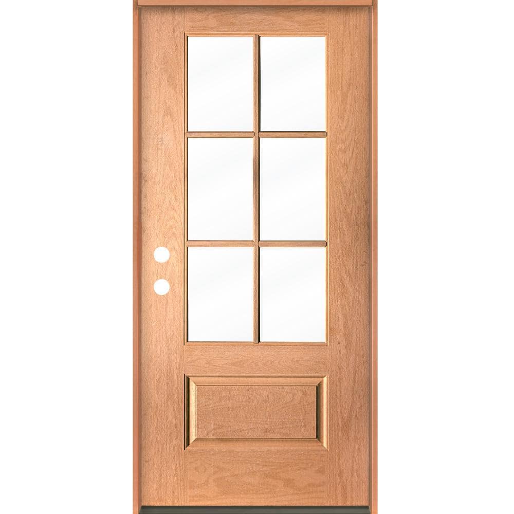 Krosswood Doors 36 in. x 79 in. Farmhouse 6 Lite Clear Glass Right-Hand ...
