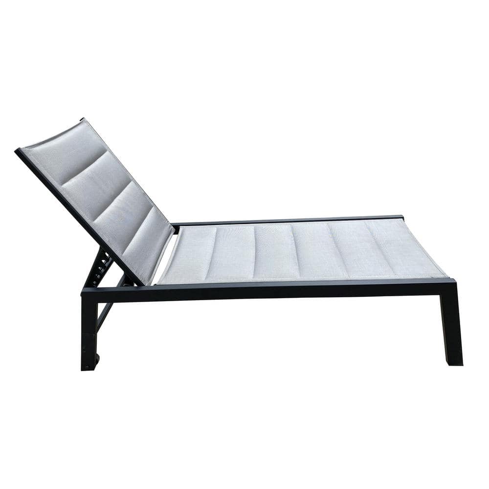 AUTMOON Deluxe Black Aluminum Outdoor Chaise Lounge Chair, All Weather ...