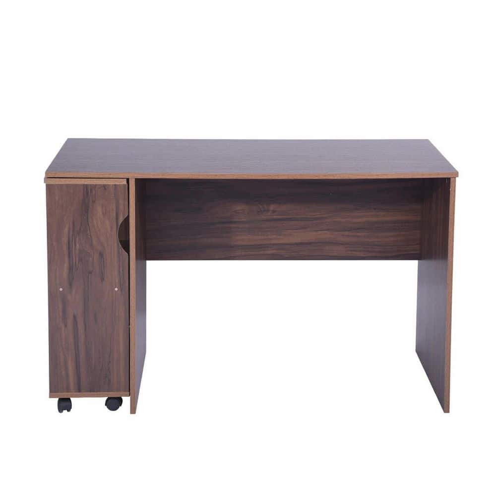 Donason 47.40 in. Retangular Walnut Wood 3 Drawer Computer Desk with ...