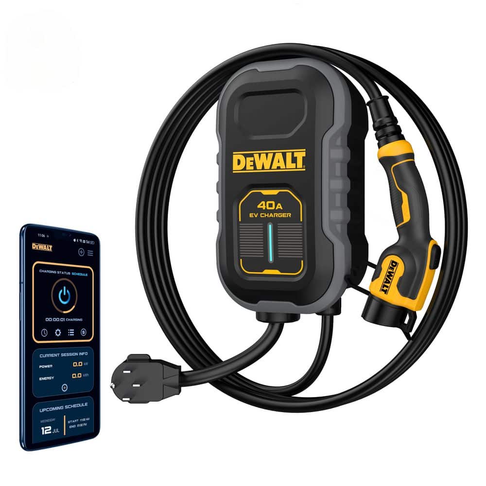 DEWALT Level-2 Compact EV Charger up to 40 Amps, 240-Volt AC 9.6 Kw ...