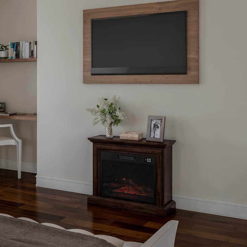 Buy 31 in. Mobile Electric Fireplace with Mantel in Brown Online at ...