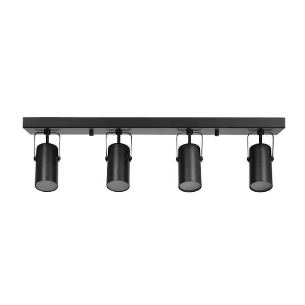 Globe Electric 2 ft. 4-Light Matte Black Integrated LED Ceiling Mounted ...