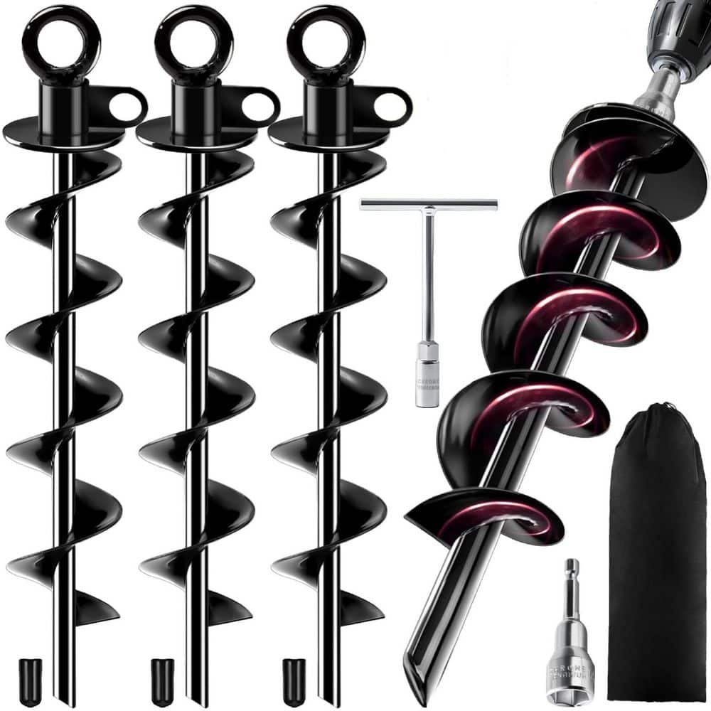 MOEPISY Heavy Duty Ground Anchors for Trampoline High Wind Swing Set ...