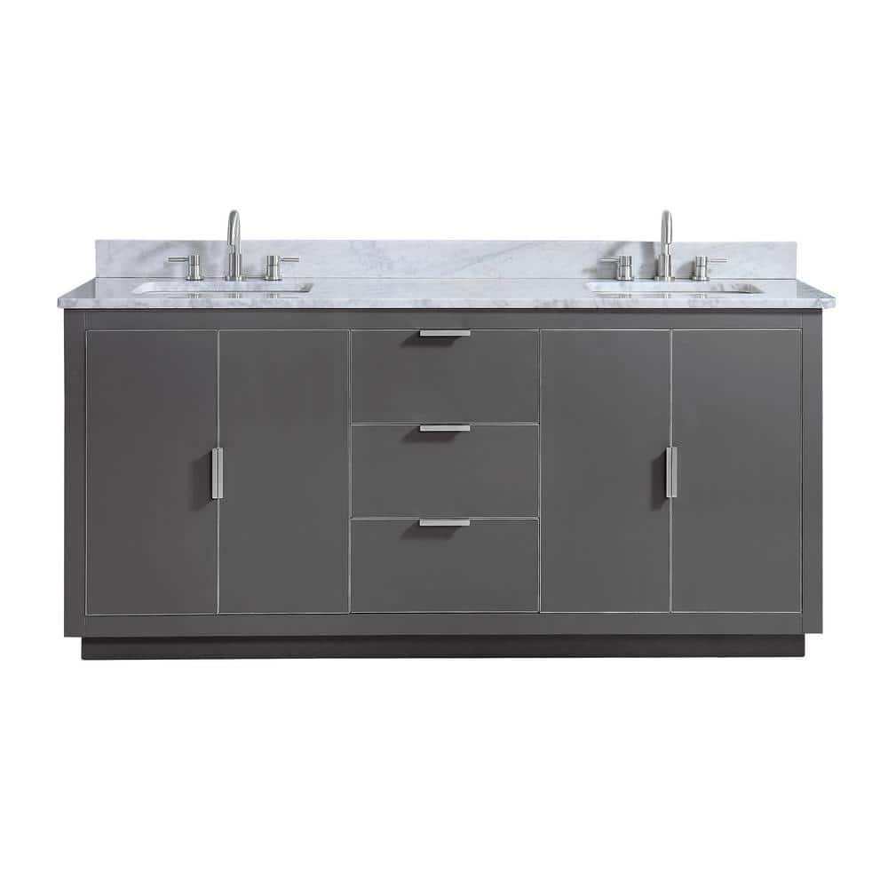 Avanity Austen 73 in. W x 22 in. D Bath Vanity in Gray with Silver Trim ...