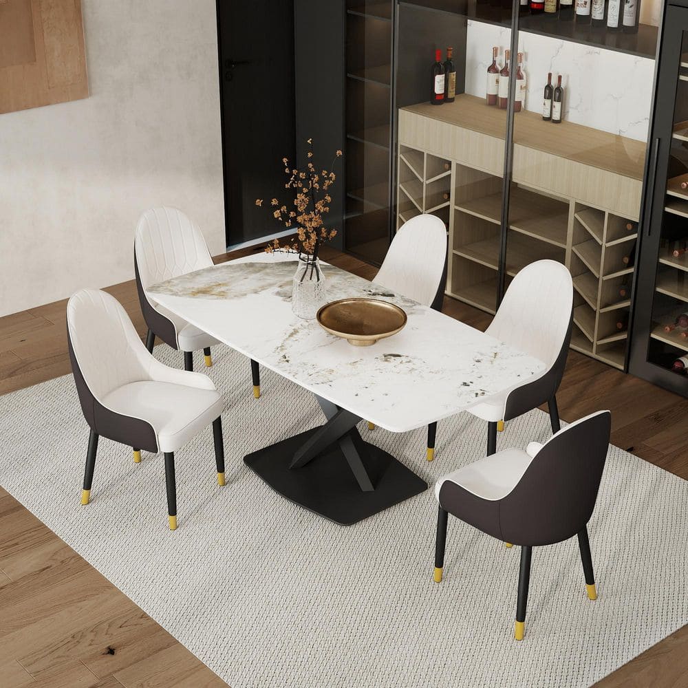 Magic Home 71 in. Pandora Sintered Stone Rectangle Tabletop Dining ...
