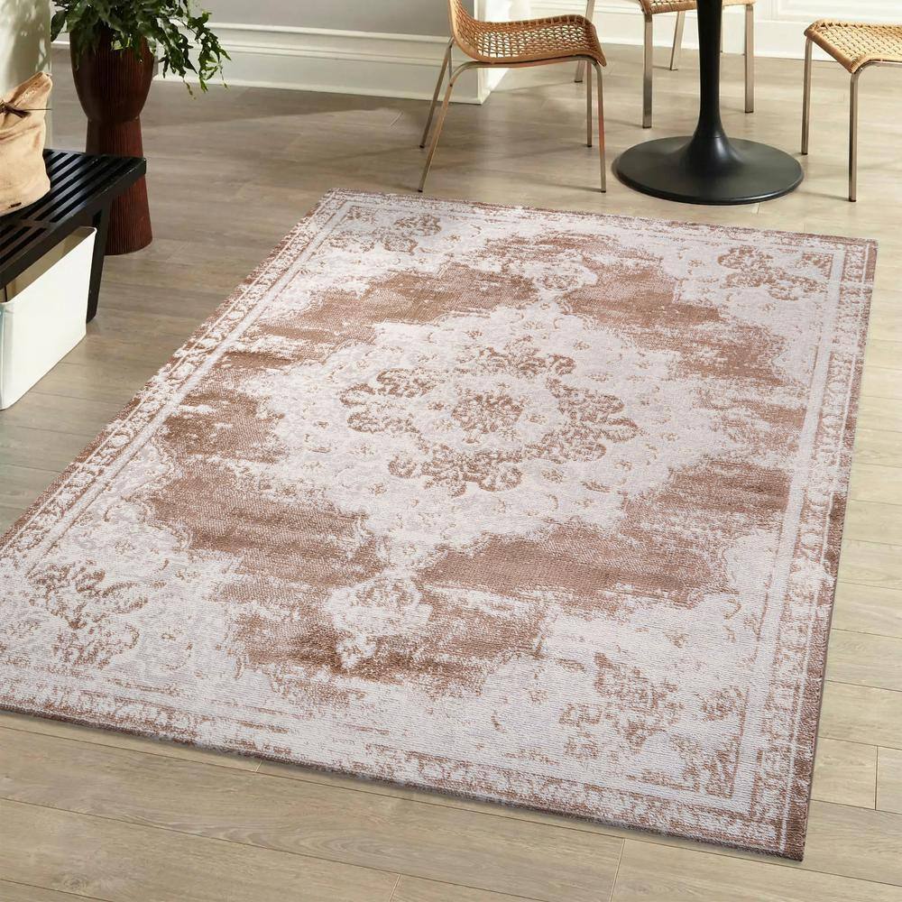 JONATHAN Y Alhambra Ornate Medallion Modern Brown/Cream 3 ft. x 5 ft ...
