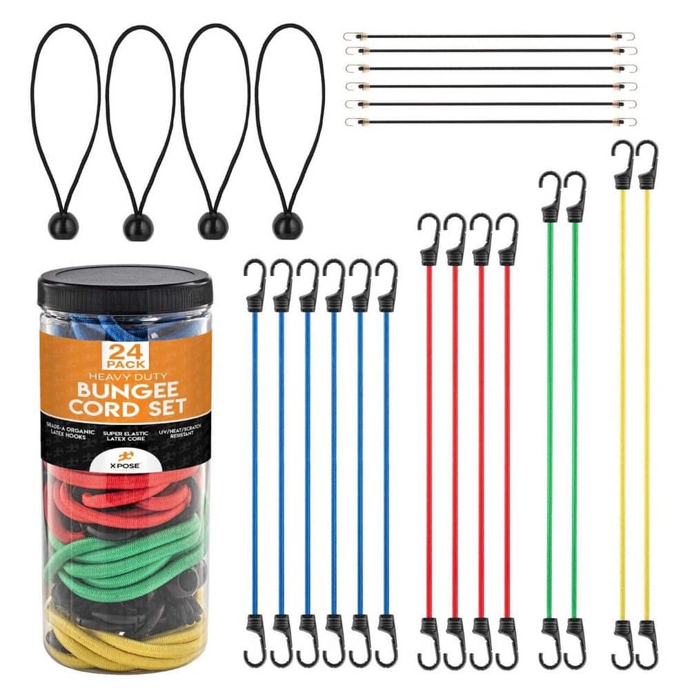 XPOSE SAFETY Heavy Duty Bungee Cords Kit - 24 pack - Assorted Sizes ...
