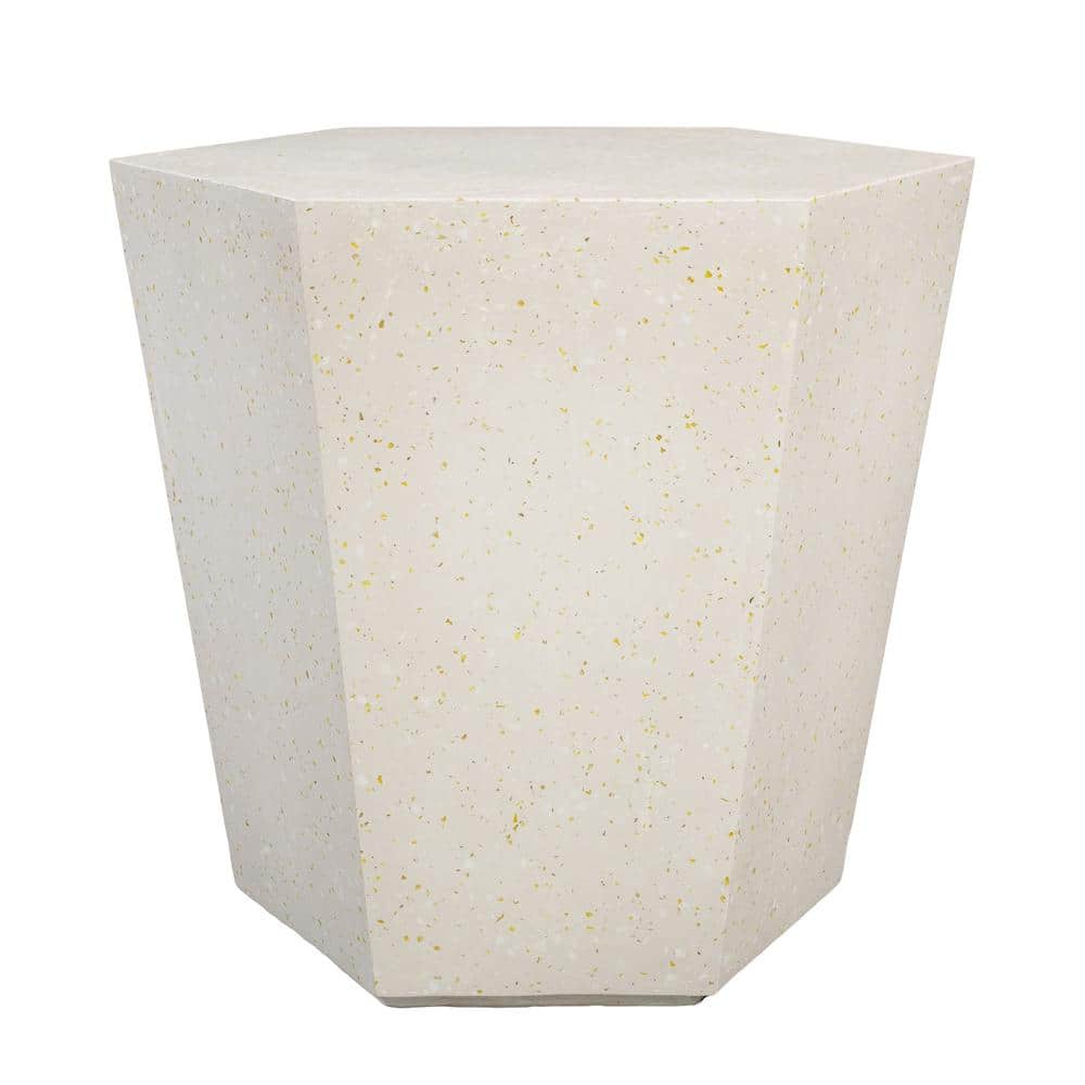 UPHA 24 in. Beige Hexagon Terrazzo Outdoor Coffee Table, Patio Side ...