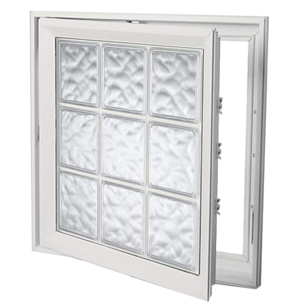 Hy-Lite 29 in. x 29 in. Left-Hand Acrylic Block Casement Vinyl Window ...