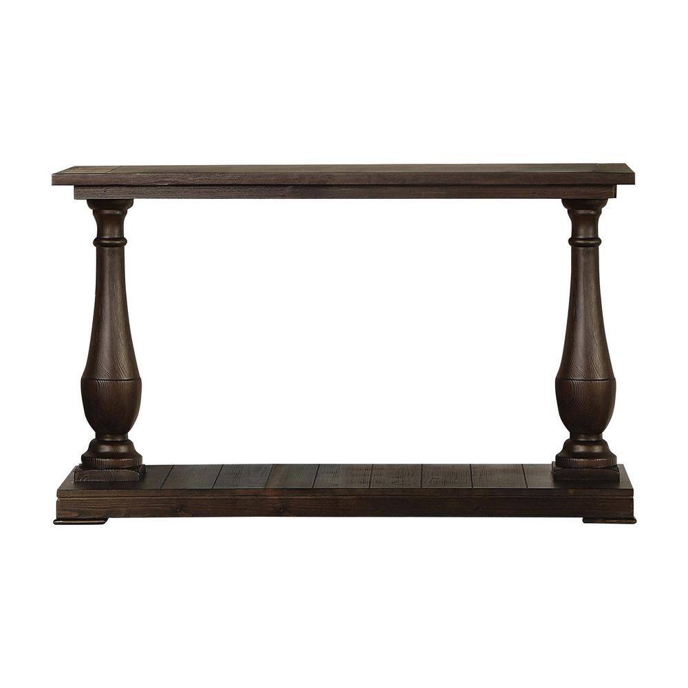 Coaster 48 in. Coffee Rectangular Wood Top Console Table with Floor ...
