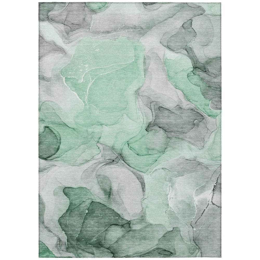 HomeRoots Green 3 ft. x 5 ft. Abstract Indoor / Outdoor Area Rug ...