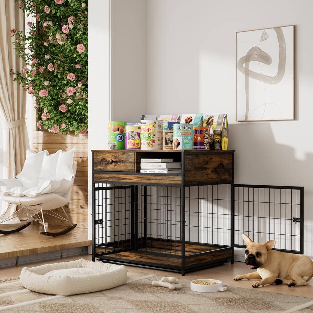 Noble House Pauri Furniture Dog Cage Crate with Double Doors - 31.5 in ...
