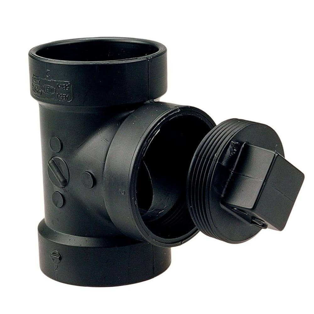 NIBCO 3 in. ABS DWV Hub x Hub x Cleanout with Plug Test Tee C5814HD3 ...
