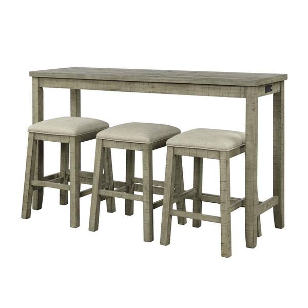 Gray Green 4-Piece Wood Rectangular Counter Height Table Outdoor Dining ...
