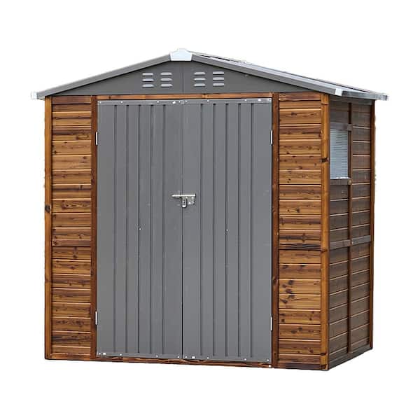 Endark 6 ft. W x 4 ft. D Outdoor Storage Brown Wood Shed with Sloping ...