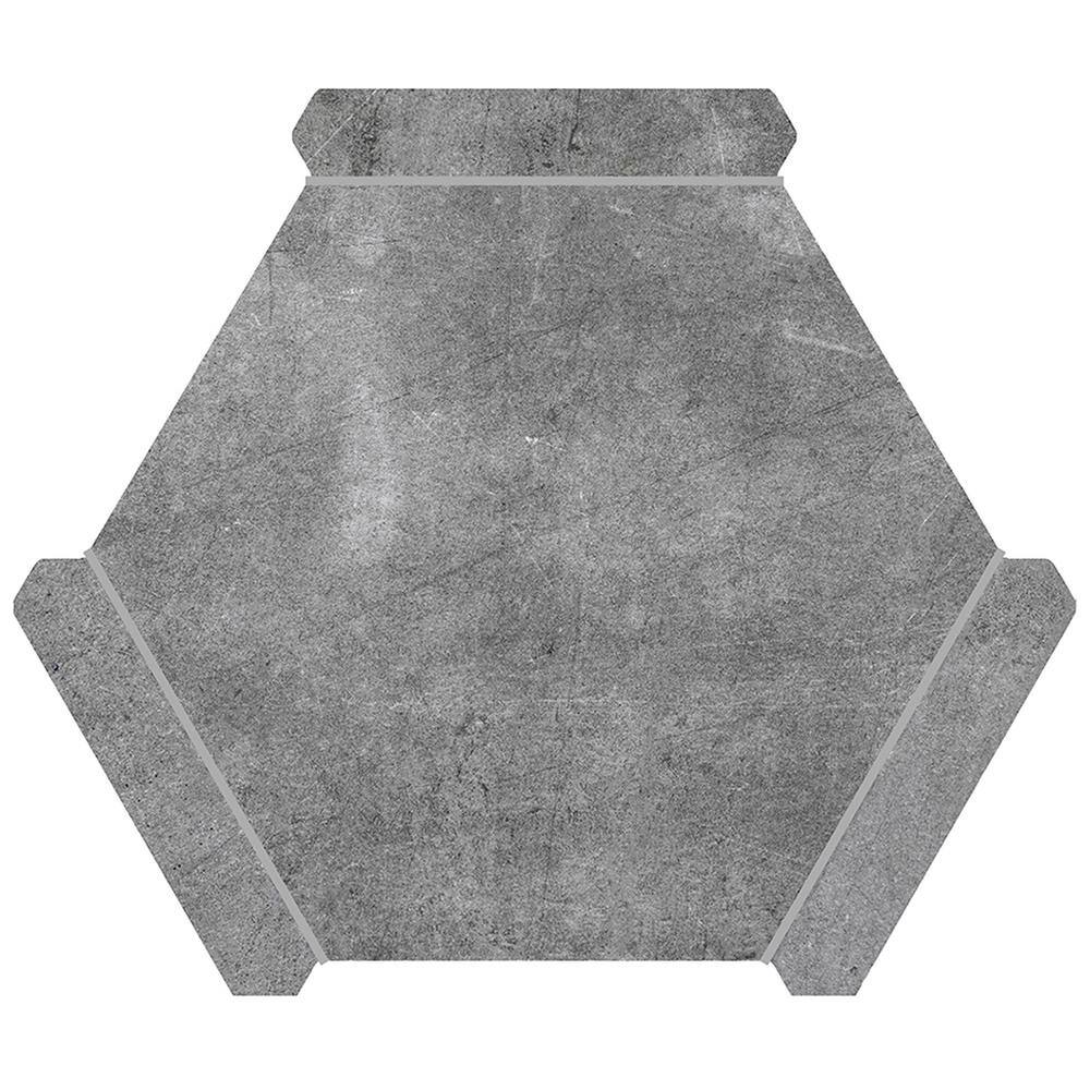 Apollo Tile Aureole 4 in. x 5 in. Matte Coin Gray Porcelain Hexagon ...