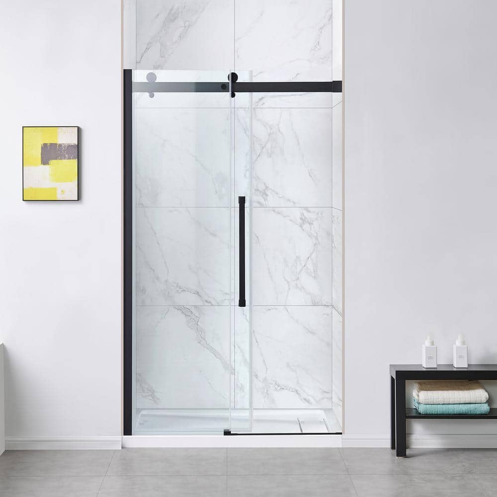 OVE Decors Bel Soft Close 46 3/16 in. - 48 in. W x 78 3/4 in. H Alcove Sliding Frameless Shower ...