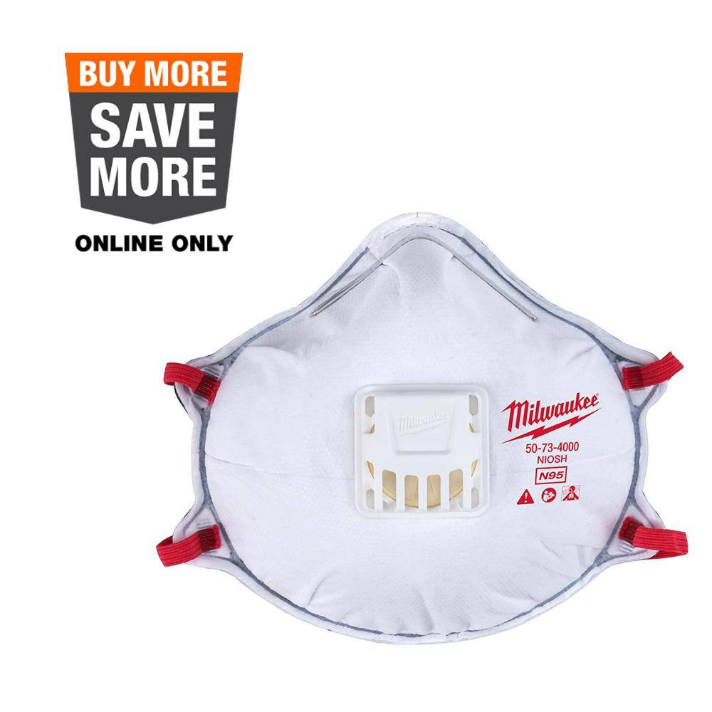 Milwaukee N95 Professional Multi-Purpose Valved Respirator with Gasket ...
