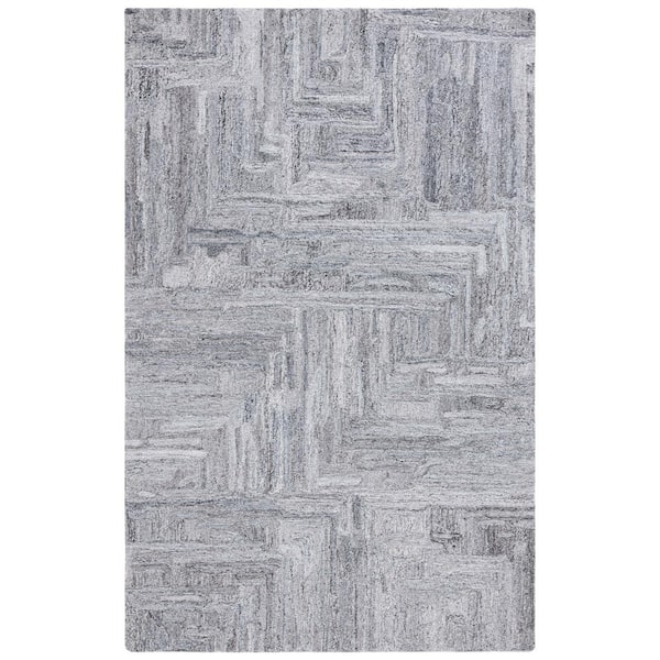 SAFAVIEH Abstract Gray 6 ft. x 9 ft. Geometric Meander Area Rug ABT879F ...