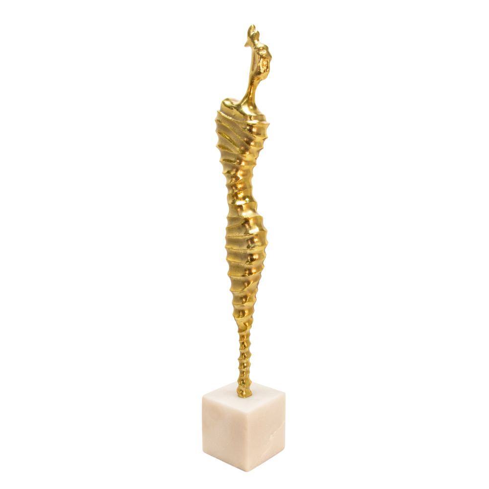 Liv & Skye 4 in x 27 in. Gold Metal Modern Female Mummy Decor Sculpture ...