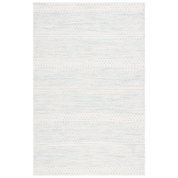 SAFAVIEH Kilim 4 ft. x 6 ft. Ivory/Light Blue Chevron Striped Area Rug ...