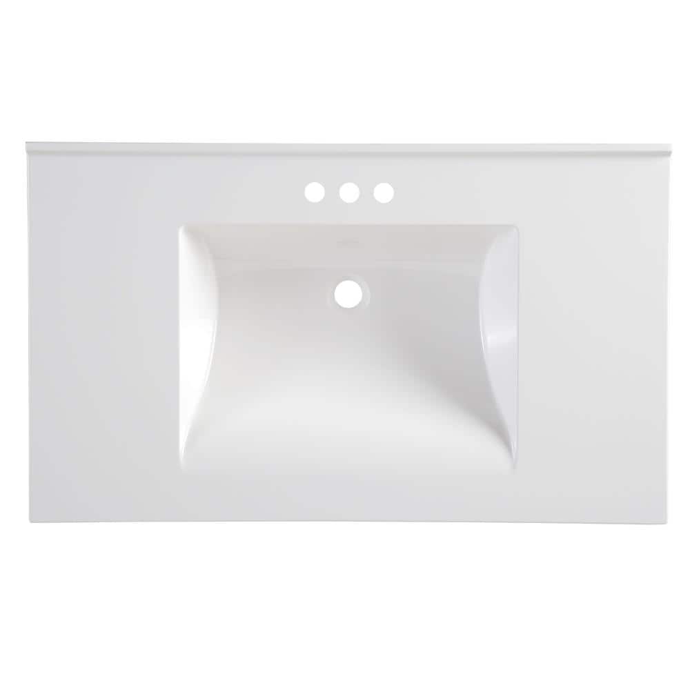 Glacier Bay 37 in. W x 22 in. D Cultured Marble Vanity Top in White ...