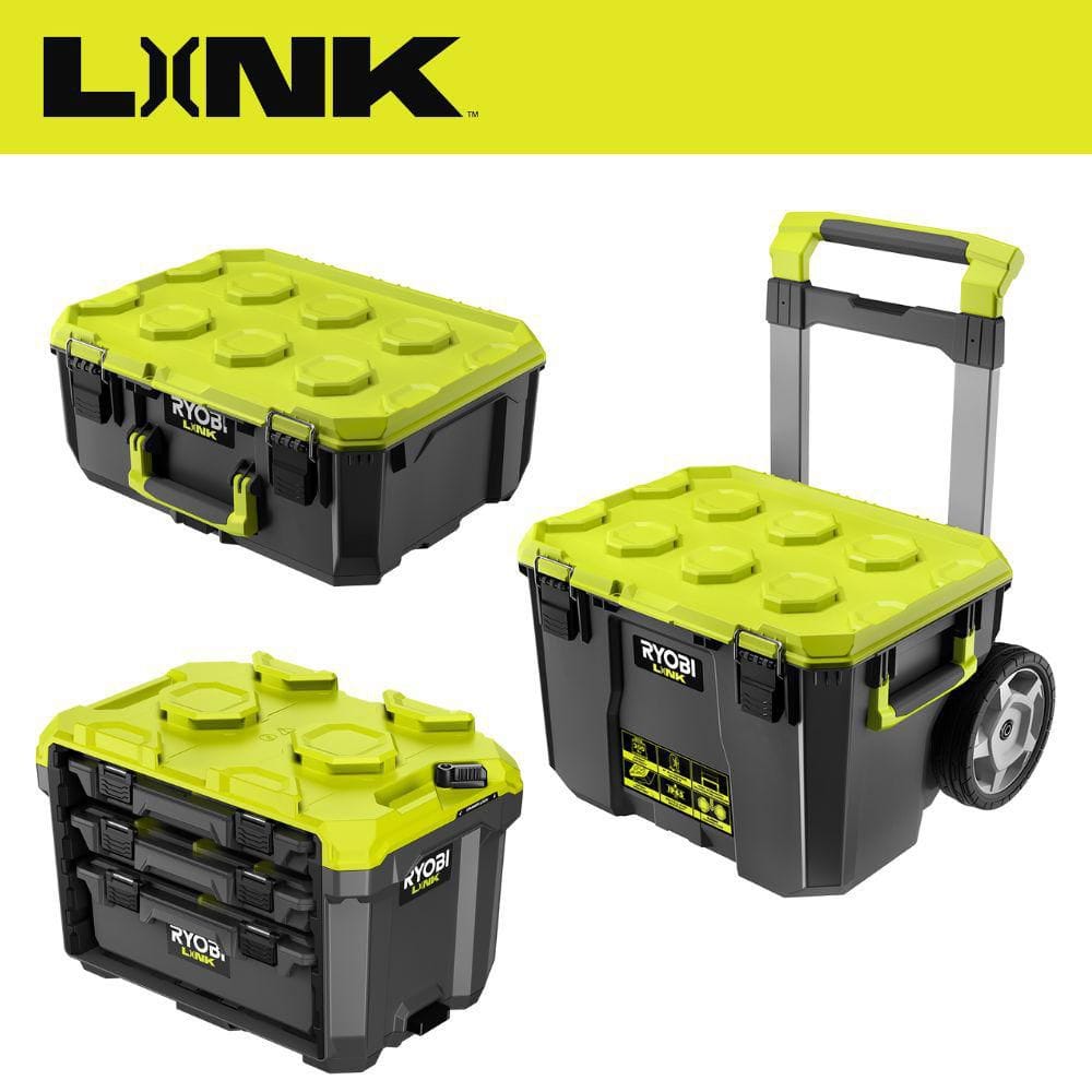 RYOBI LINK 22.2 in. Rolling Tool Box with LINK Medium Tool Box and LINK ...