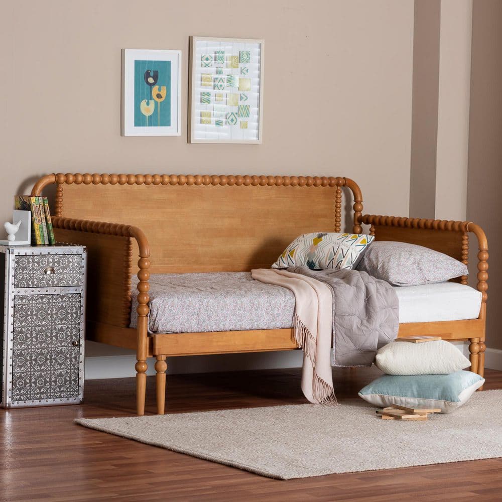 Baxton Studio Lucera Oak Brown Twin to King Convertible Daybed 263 ...
