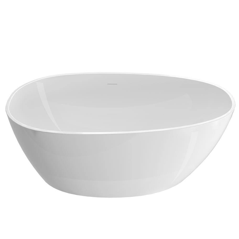 Zeafive Caz 55 in. x 28.35 in. Freestanding Soaking Bathtub Flatbottom ...