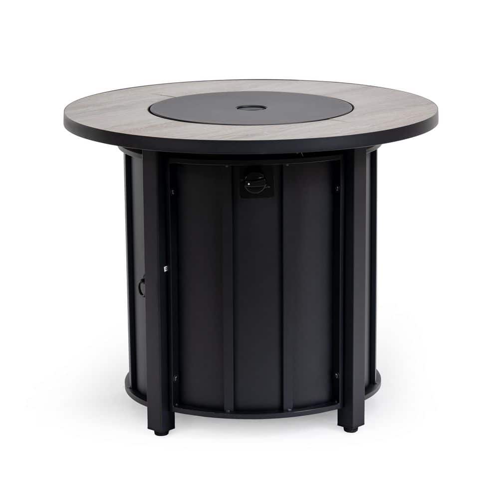 Round Metal Outdoor Firt Pit Table, 50000 BTU Propane Gas Fire Pit ...