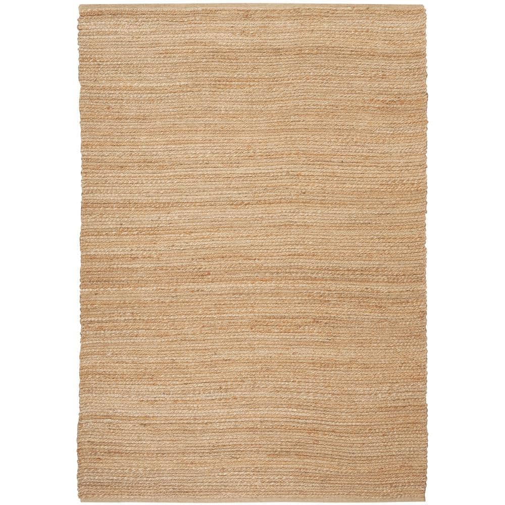 Nourison Natural Jute Bleached 5 ft. x 7 ft. Solid Geometric ...
