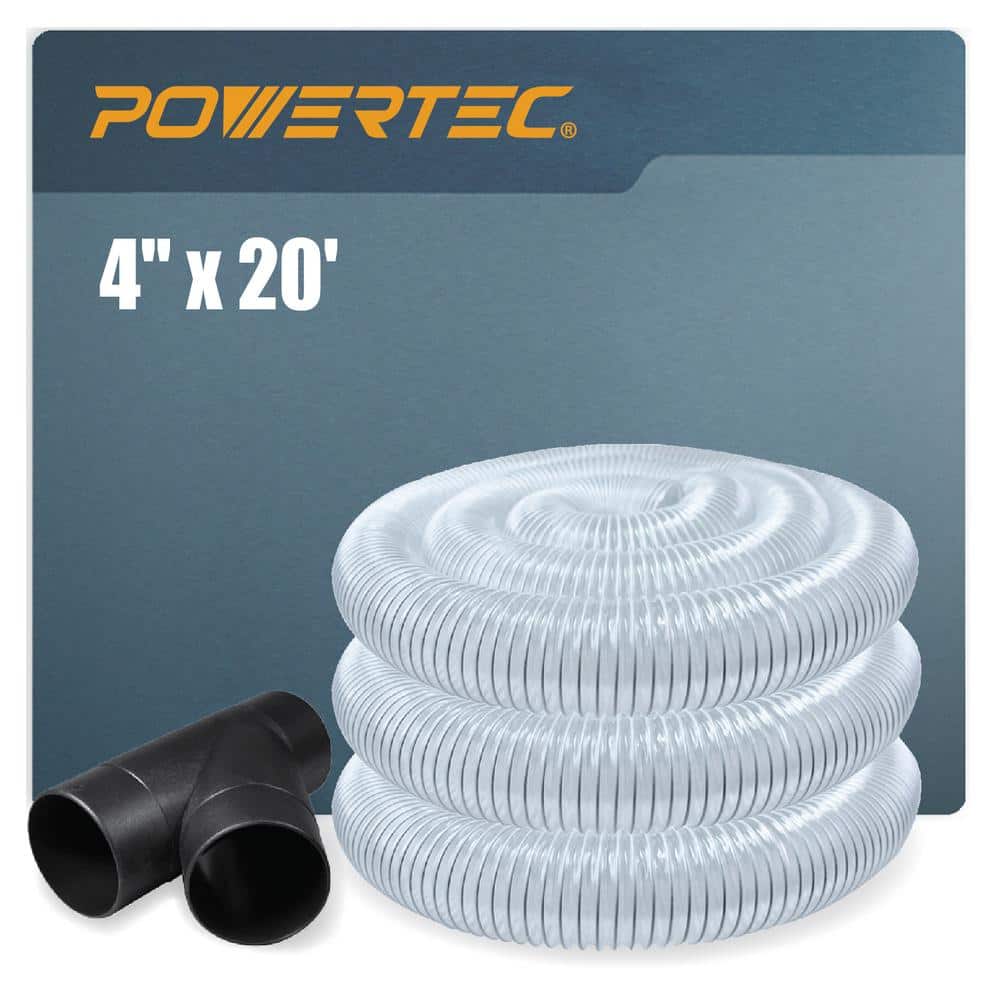 ‎POWERTEC 4 in. x 20 ft. Dust Collection Hose with Y-Fitting Connector ...