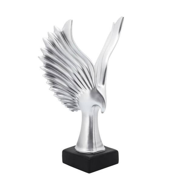 Liv & Skye Silver 9 in. x 14 in. Resin Eagle Table Sculpture 16067-03 - The Home Depot