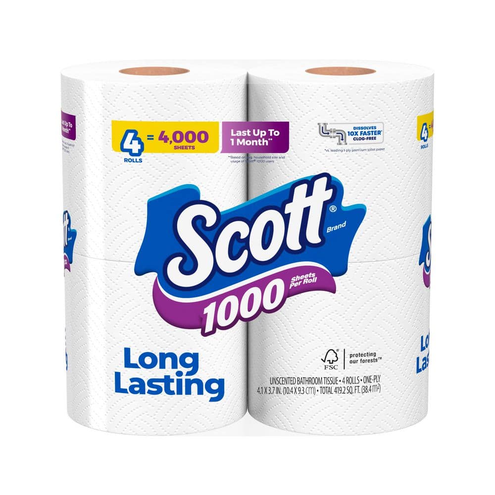 Scott 1000 Bath Tissue 1-Ply (4 Rolls) 10183 - The Home Depot