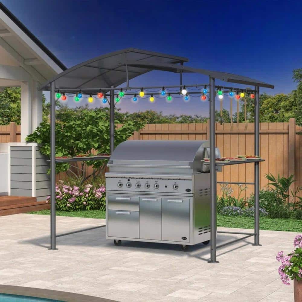 PURPLE LEAF 8 ft. x 5 ft. Hardtop Grill Gazebo for Patio Aluminum ...