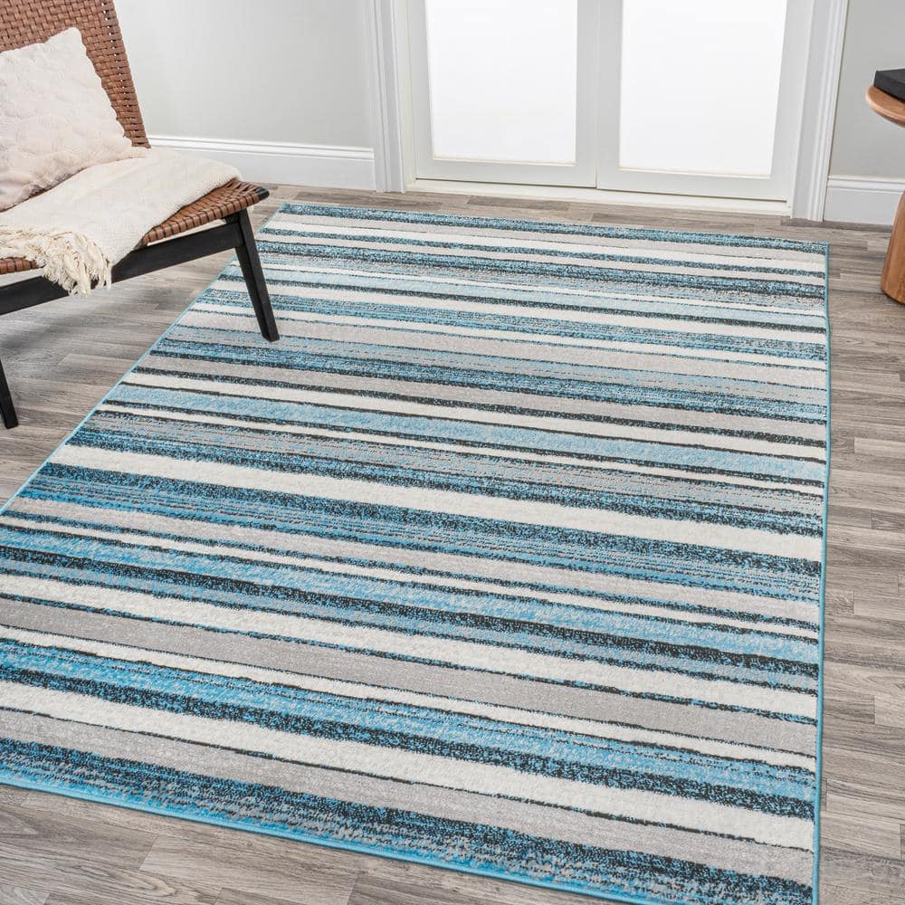 JONATHAN Y Magnolia Beach Blue/Navy 8 ft. x 10 ft. Striped Area Rug ...