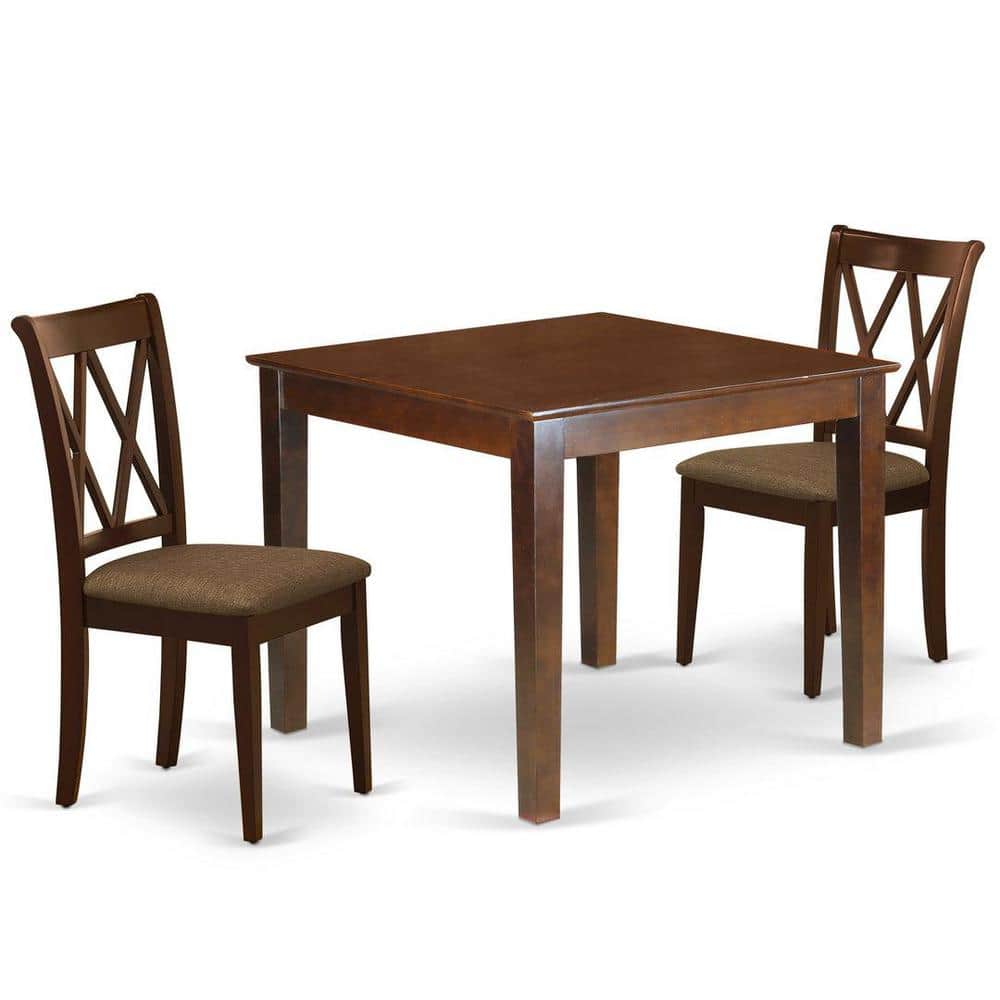 East West Furniture 3-Piece Mahogany Finish Square Solid Wood Top ...