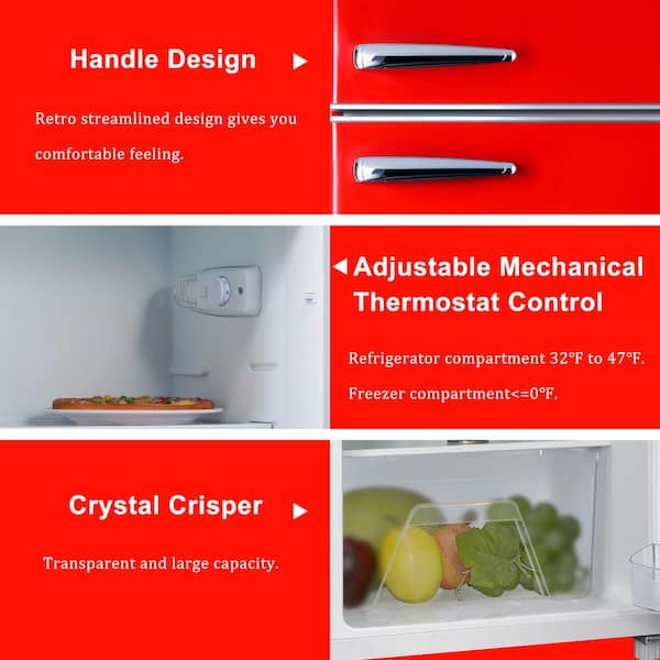 Galanz 22 in. 7.6 cu. ft. Retro Top Freezer Refrigerator, Hot Rod Red ...