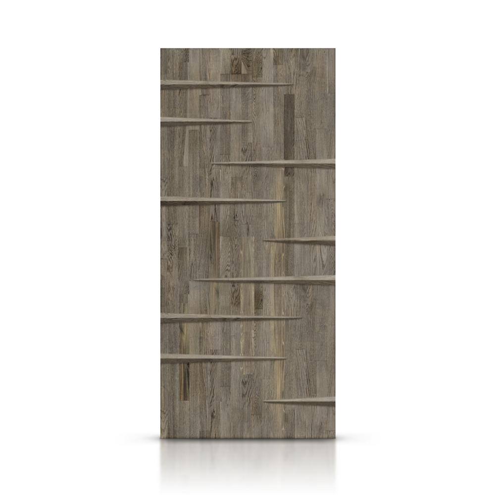 CALHOME 34 in. x 84 in. Weather Gray Stained Pine Wood Modern Interior ...