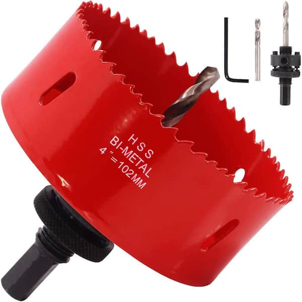 4 in. Heavy Duty Bi-Metal Hole Saw with Arbor for Wood Plastic Metal ...