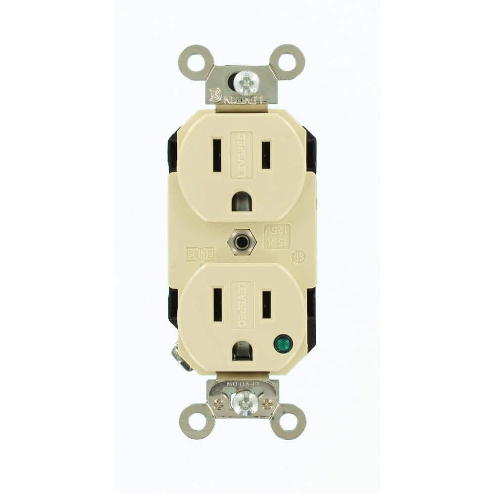 Leviton 15 Amp 125 V Hospital Grade Duplex Outlet/Receptacle w/ Power ...