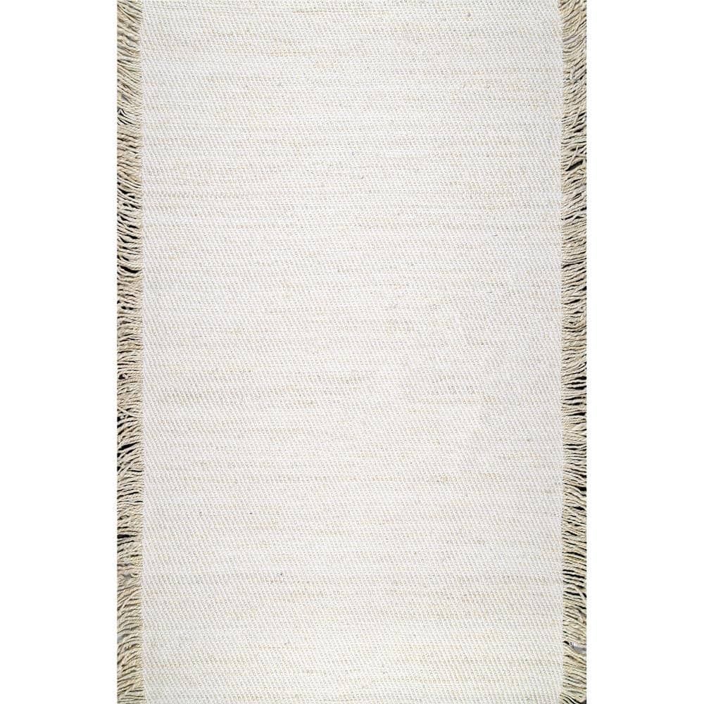 nuLOOM Fenella Solid Tassels Ivory 4 ft. x 6 ft. Area Rug TATE02A-406 ...
